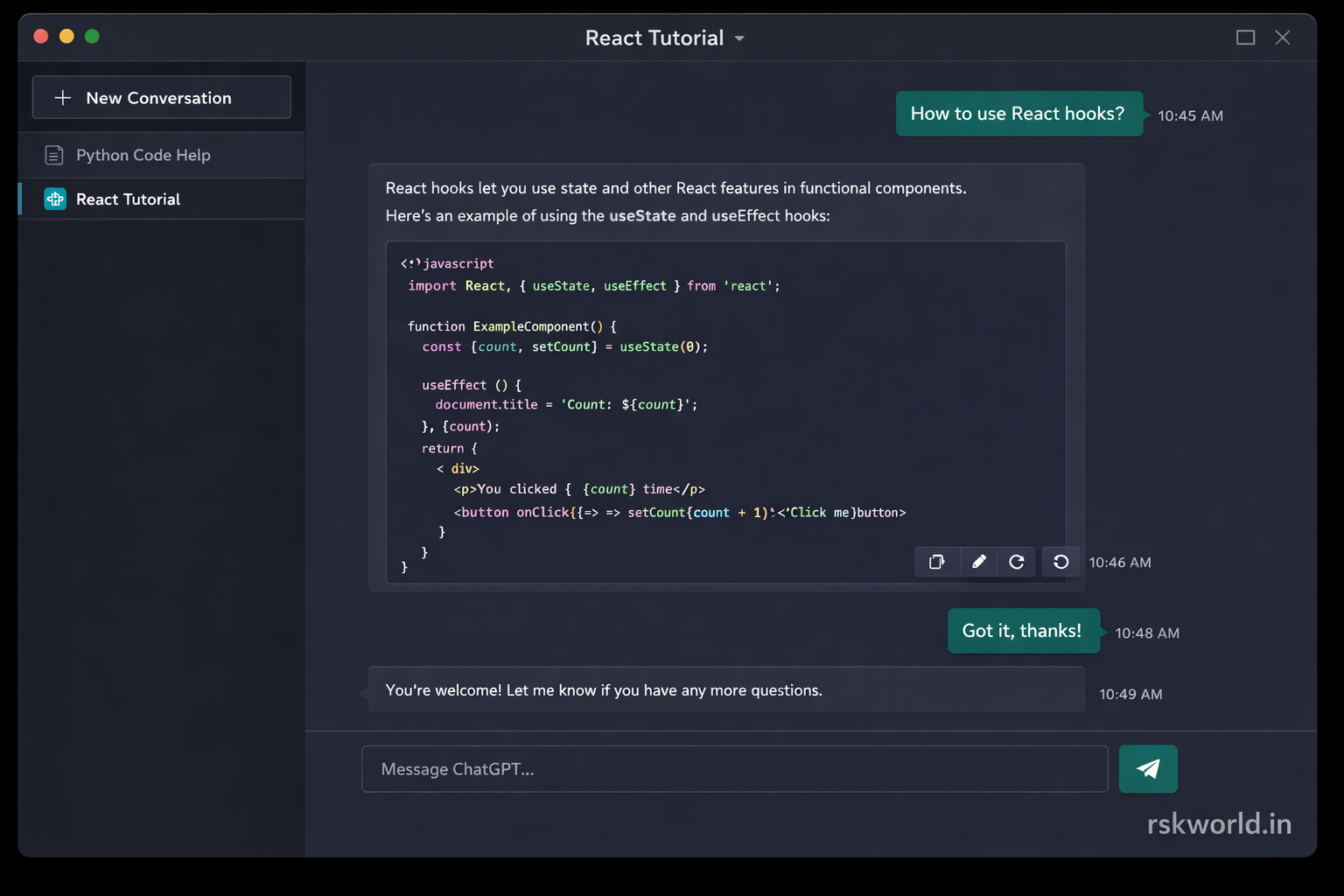 RSK World - ChatGPT Web Interface | GPT-3 | GPT-4 | ChatGPT | React ...